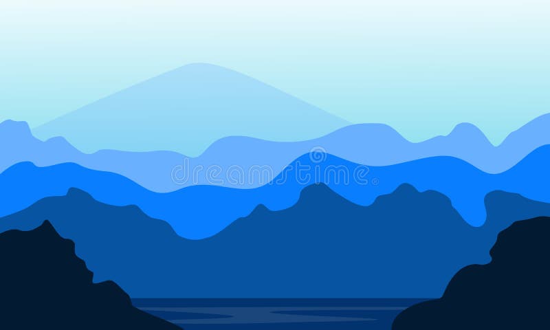 Beauty Vector Nature Scenery with Tree and Mountain. City Vector Stock ...