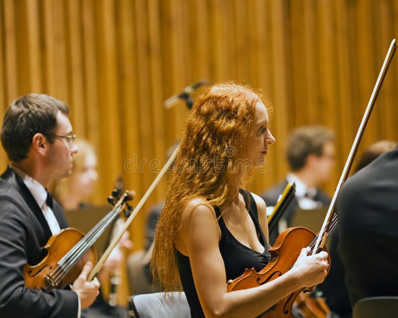 Beauty Violinist during a Concert Editorial Image - Image of looking ...