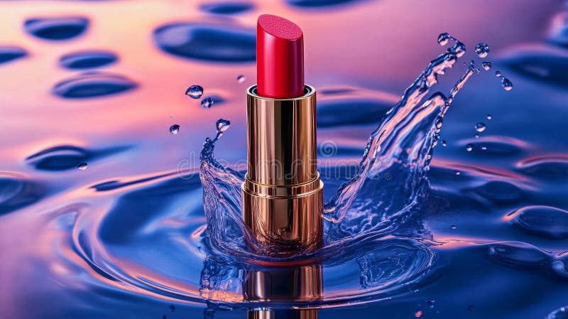 Beauty and Water in a Lipstick Splash Stock Photo - Image of movement ...
