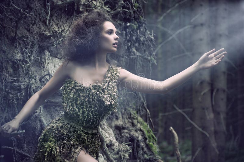 Beauty Woman As a Part of Tree Stock Image - Image of calm, fantasy ...
