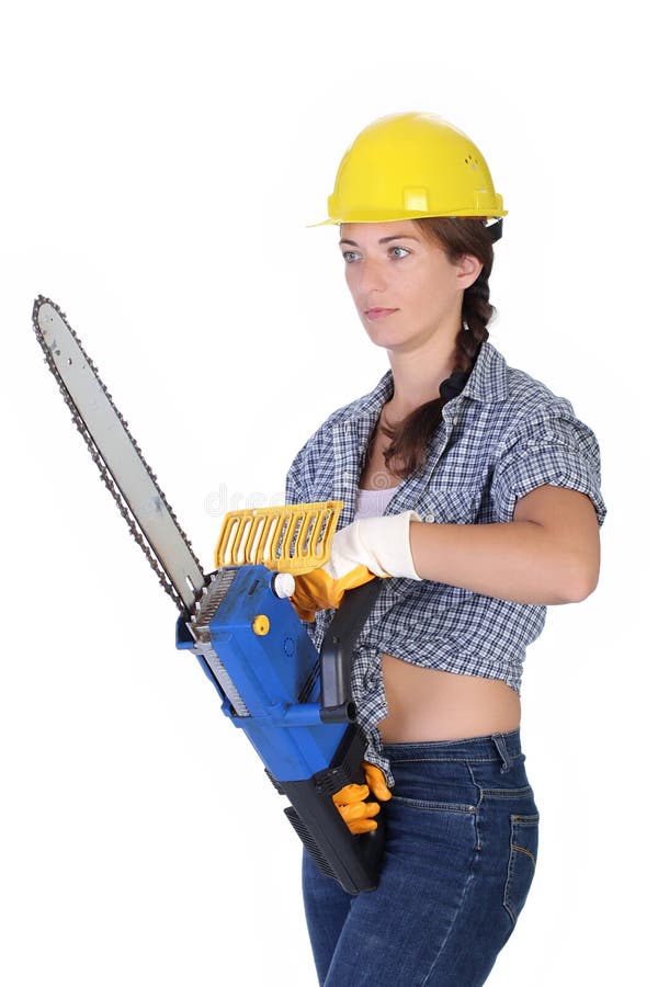 Beauty Woman With Chainsaw - Free Photo from StockFreeImages