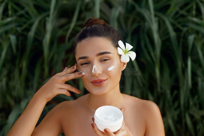 Beauty Woman Concept Skin Care Young Model With Soft Skin Holding