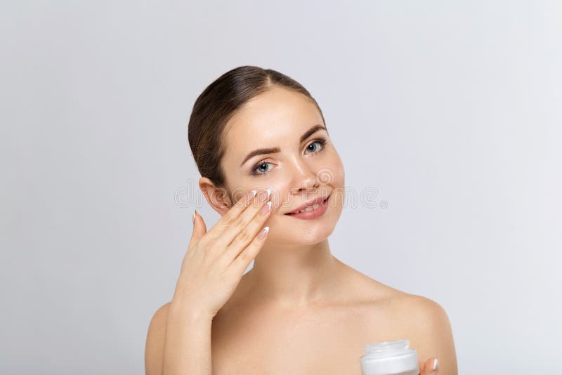 Beauty Woman Concept Skin Care Young Model With Soft Skin Holding