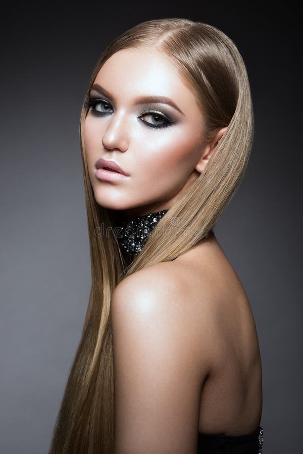 Make Up Glamour Portrait Of Beautiful Woman Model With Fresh Makeup