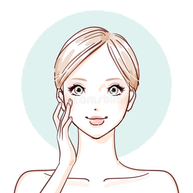 Beauty Woman_hands on Cheeks Point Stock Vector - Illustration of skin ...