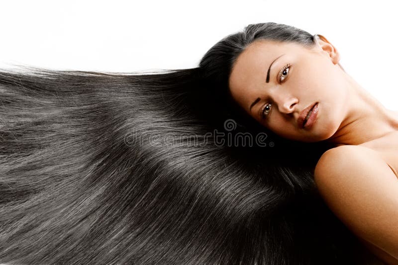 Beautiful Model Girl with Long Straight Hair Stock Image - Image of ...