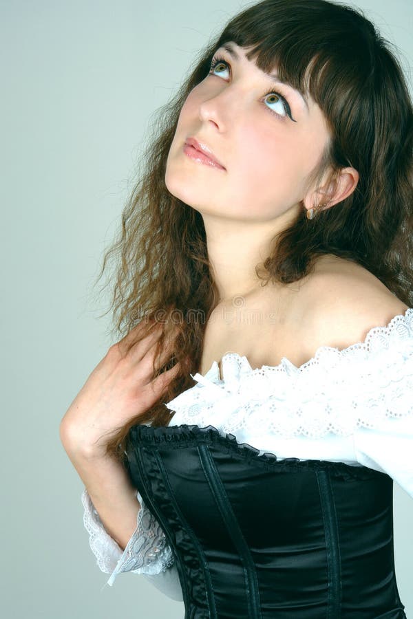 Beauty woman looking up stock image. Image of feminine - 14121769