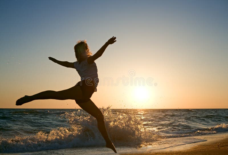 Beauty Woman Run on Sea Beach Stock Image - Image of outdoors, exercise ...