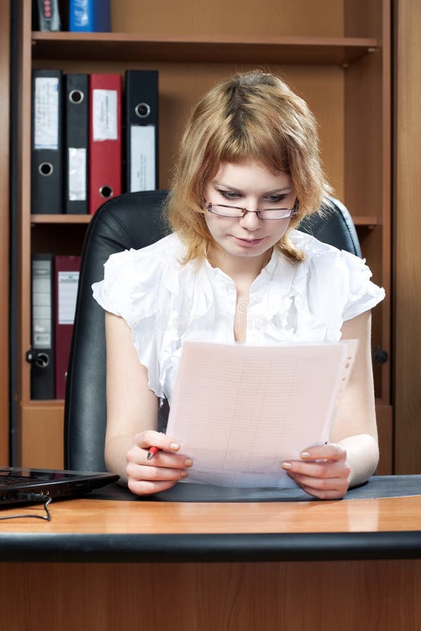 Beauty Woman Secretary in Office Stock Photo - Image of assistance ...