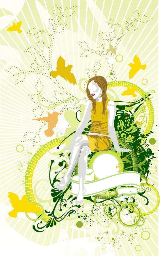 Beauty Woman & Spring Garden Stock Vector - Illustration of legs ...
