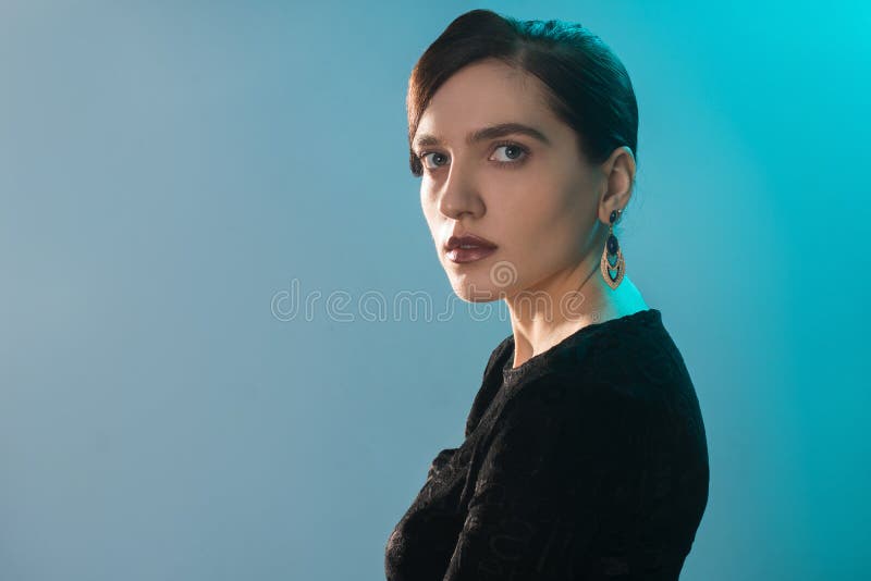 Beauty Young Girl with Short Hair in Studio Stock Photo - Image of ...