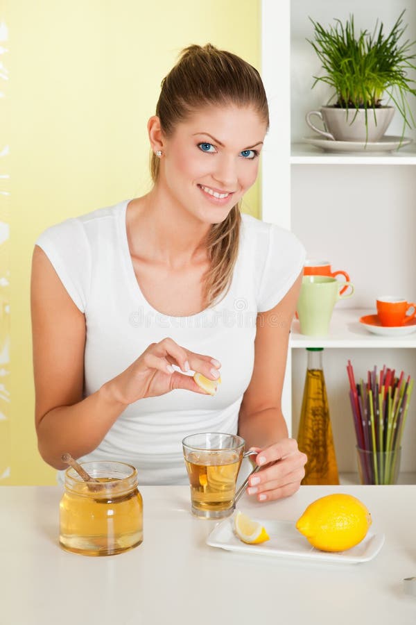 Beauty, Young Girl Making Tea Stock Photo - Image of closeup, morning ...