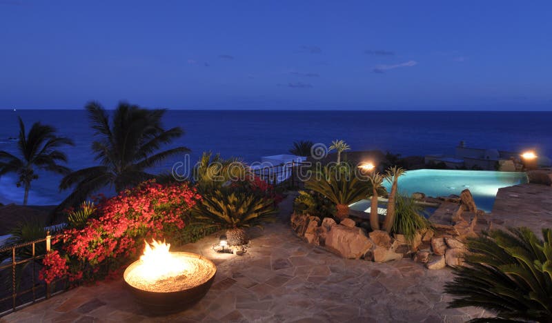 Beautyful Ocean View at Night Stock Image - Image of party, blue: 14621139