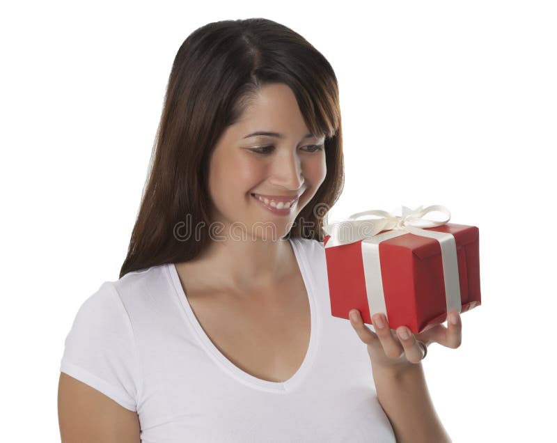 Beautyful Young Woman with a Present Stock Photo - Image of closeup ...