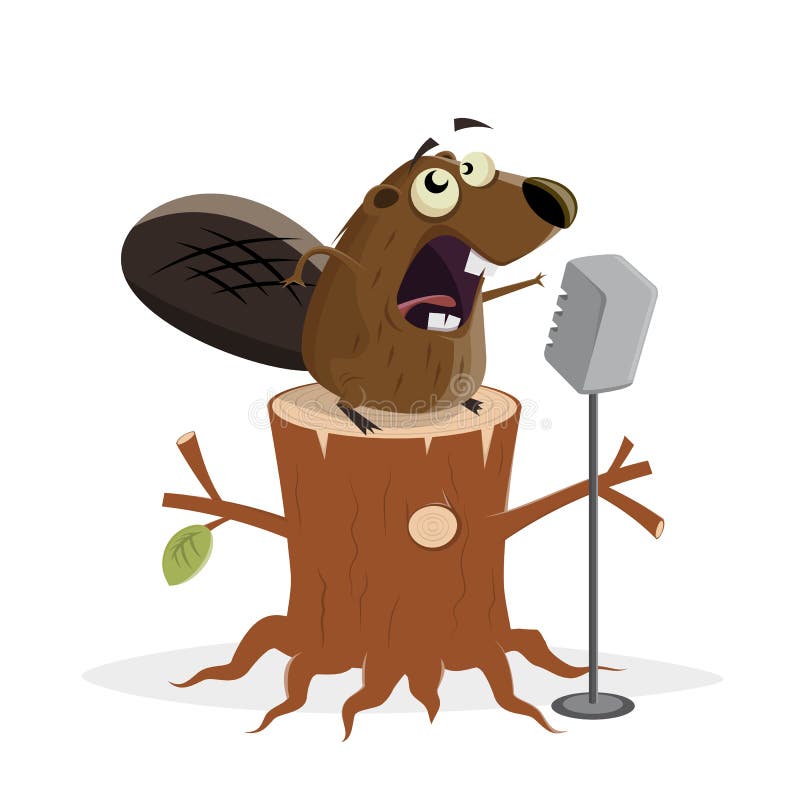Cartoon beaver is singing stock vector. Illustration of quirky - 265738231