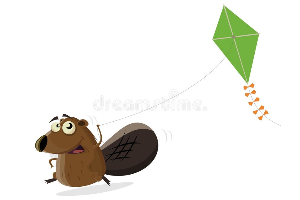 Cartoon Beaver Flying a Kite Stock Vector - Illustration of beaver ...