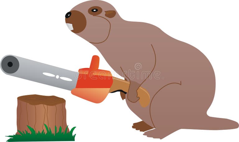 Beaver with chainsaw stock illustration. Illustration of symbol - 13534180