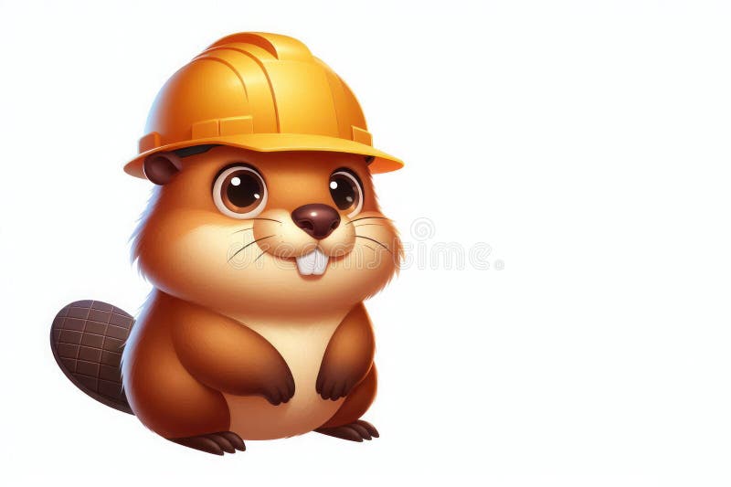 Beaver in a Construction Helmet. Space for Text. Stock Image - Image of ...