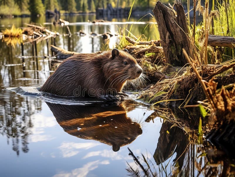 Ai Generated Illustration Wildlife Concept of Beaver Dam Stock ...