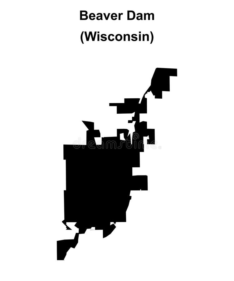 Beaver Dam outline map stock vector. Illustration of boundaries - 357623928
