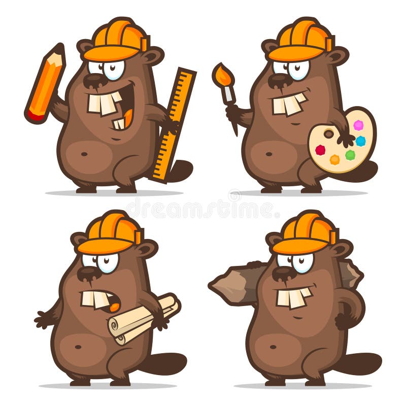 Beaver Designer Painter Engineer Builder Stock Vector - Illustration of ...