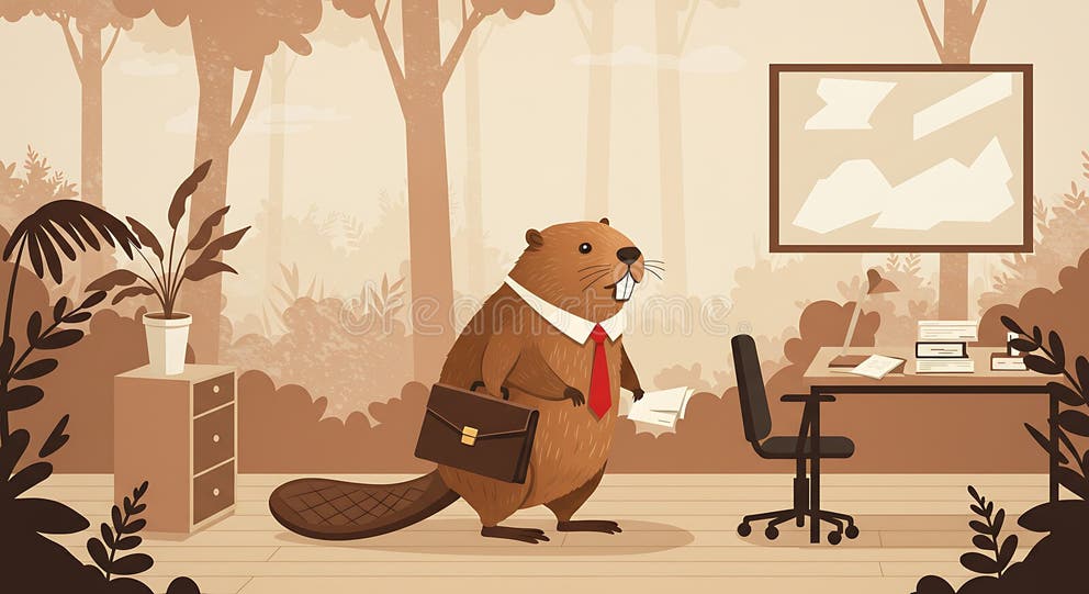 A Beaver Dressed for Work in an Office Setting, Generated Using Ai ...