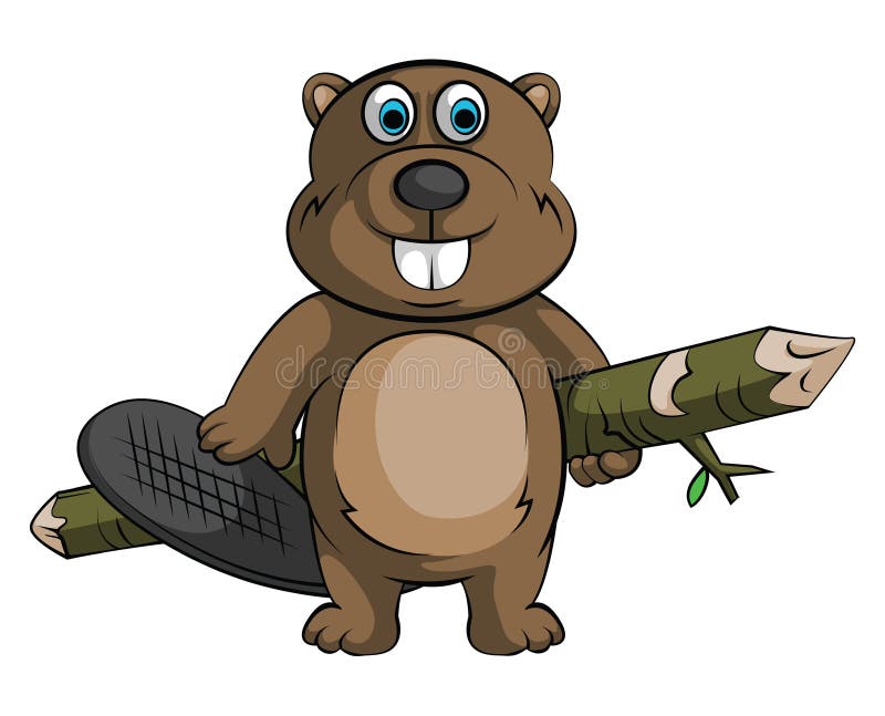 Cute Cartoon Beaver Balancing on Tail Stock Vector - Illustration of ...