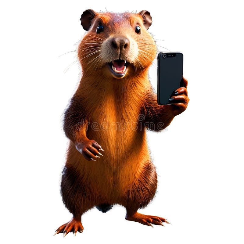 Beaver with a Flat Paddle Shaped Tail and Sharp Teeth Holding a ...