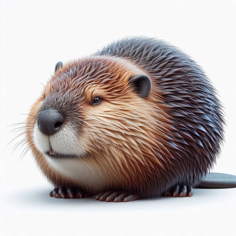 A Beaver with a Flat Tail and a Furry Body Stock Illustration ...