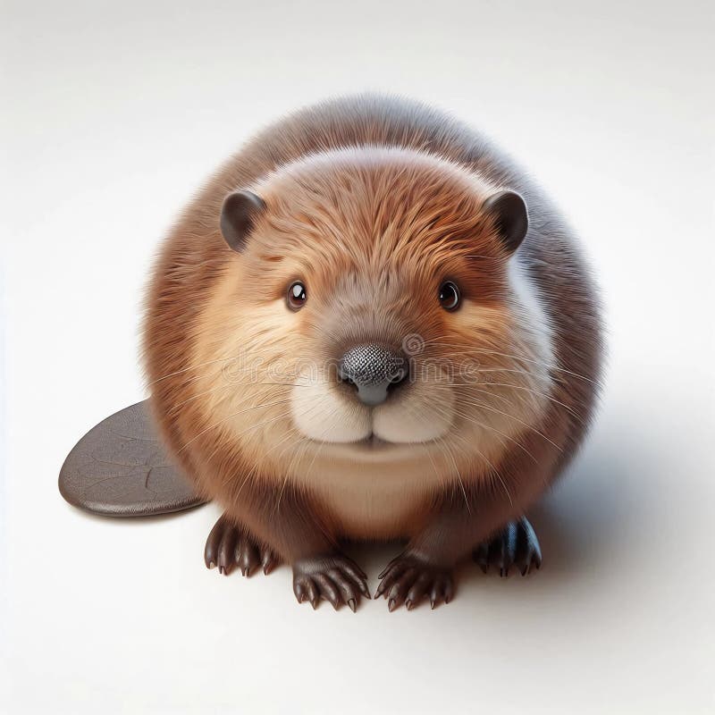 A Beaver with a Flat Tail and a Furry Body Stock Illustration ...