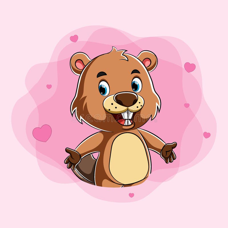 The Beaver Full of Love with the Happy Face and Love Around Him Stock ...