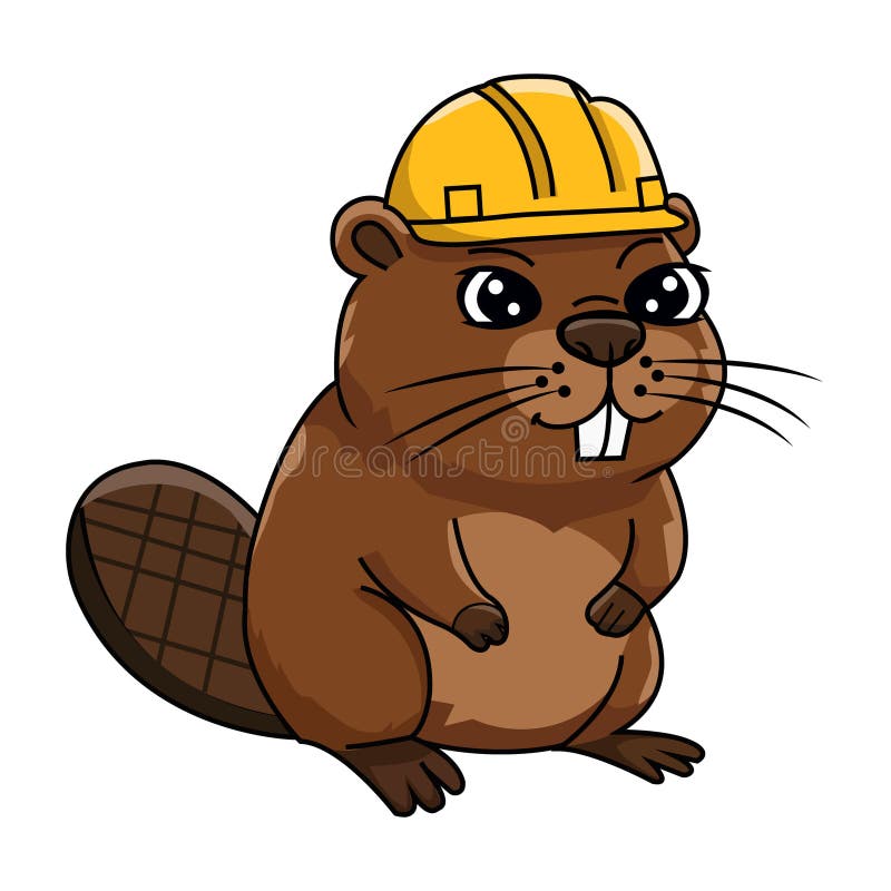 Beaver with Hard Hat stock illustration. Illustration of cartoon ...