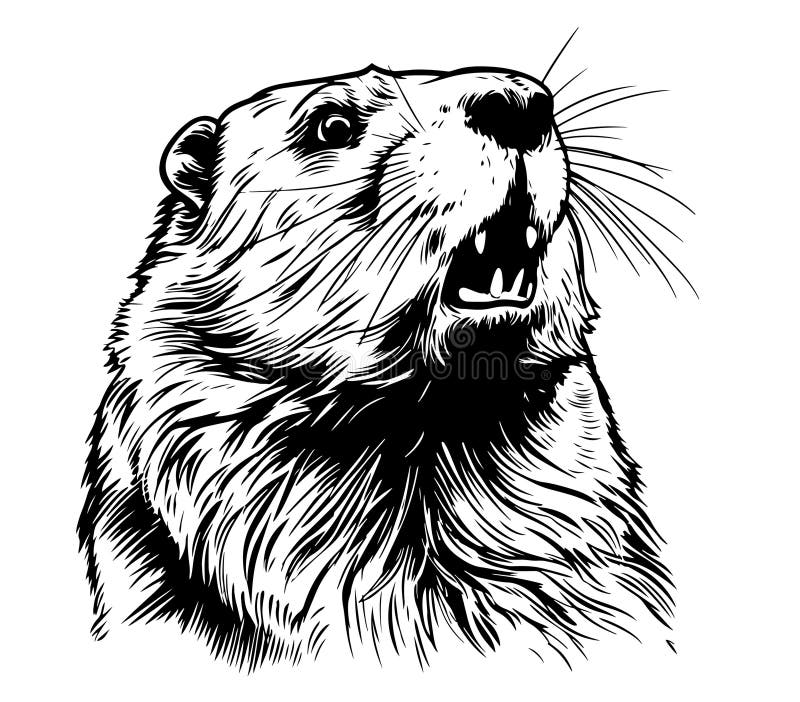 Beaver Head Sketch Hand Drawn Vector Illustration Stock Illustration ...