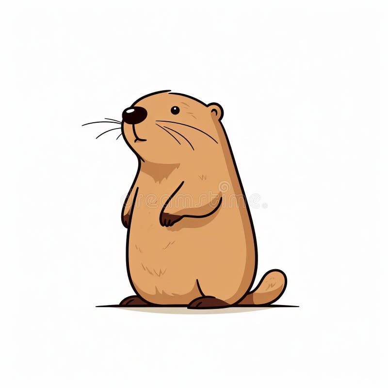 Minimalist Hand-drawn Beaver Profile Illustration on White Background ...