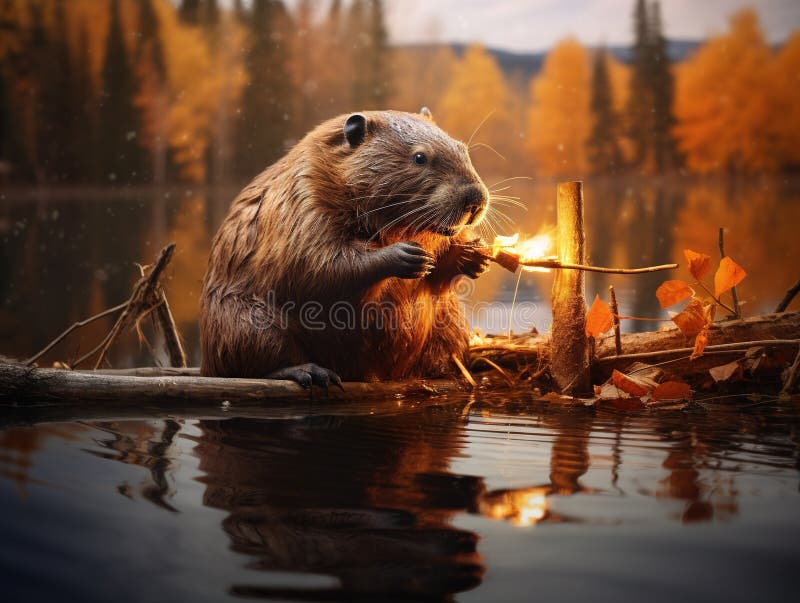 Beaver stock illustration. Illustration of eating, majestic - 293692945