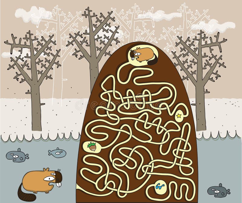 Beaver Maze Game stock vector. Illustration of track - 29694233