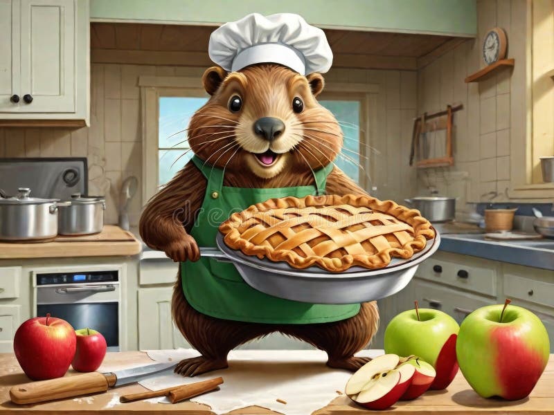 A Beaver Showing a Feather of Apples Stock Photo - Image of feather ...