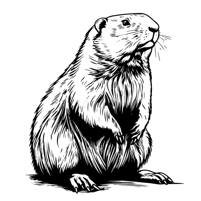 Beaver. Vector Illustration of a Sketch an Angry Beaver with Two Sharp ...