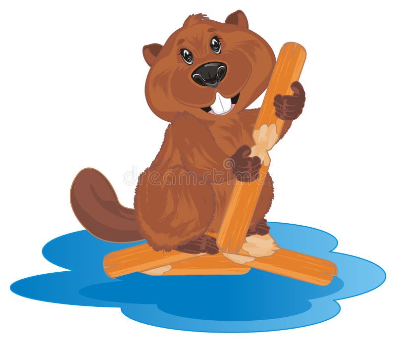 Beaver Swimming in Love, Cartoon Vector Stock Vector - Illustration of ...