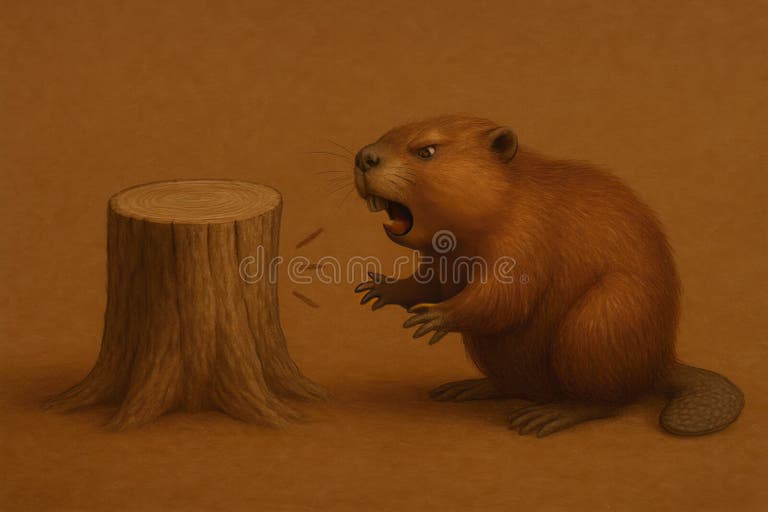 Beaver and Stump in Dialogue. Stock Image - Image of woodcut, stump ...