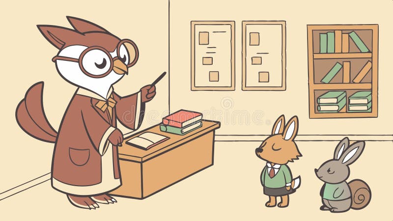 Beaver Teacher in Classroom Education School Animal Cartoon Teacher ...