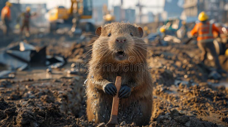 Beaver with a Tool on a Construction Site, Generative AI Stock Photo ...