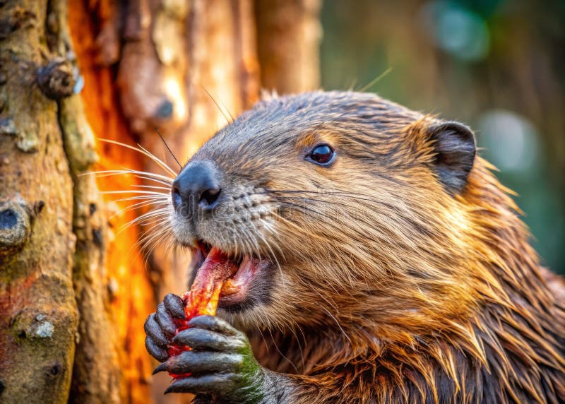 Close Up Beaver Teeth Marks Stock Illustrations – 3 Close Up Beaver ...