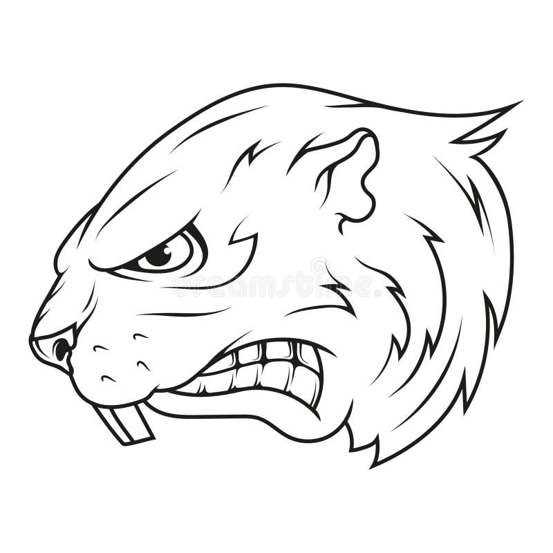 Beaver. Vector Illustration of a Sketch an Angry Beaver with Two Sharp ...