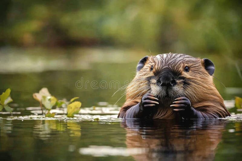 A Beaver in the Water with Its Mouth Open Stock Image - Image of mammal ...