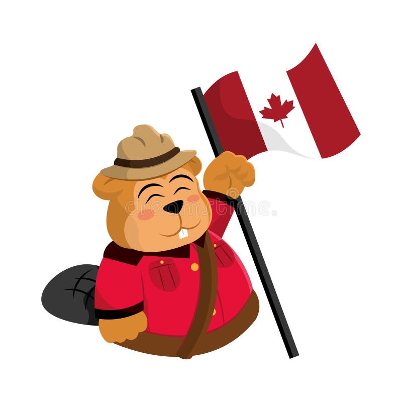Beaver Waving Canada Flag Vector Stock Illustration - Illustration of ...