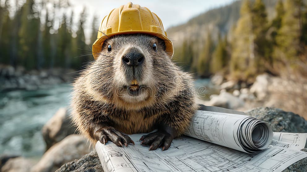 Beaver Wearing Helmet, AI Generated Stock Illustration - Illustration ...