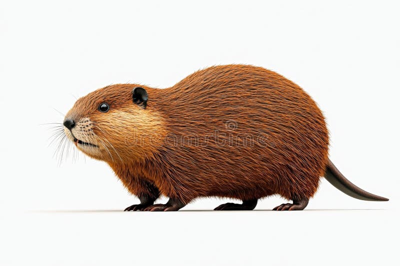 Beaver White Isolate Background Stock Illustration - Illustration of ...