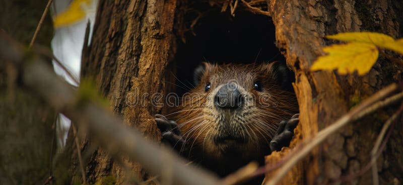 Beavers Peering through a Camera Hole Stock Image - Image of myocastor ...