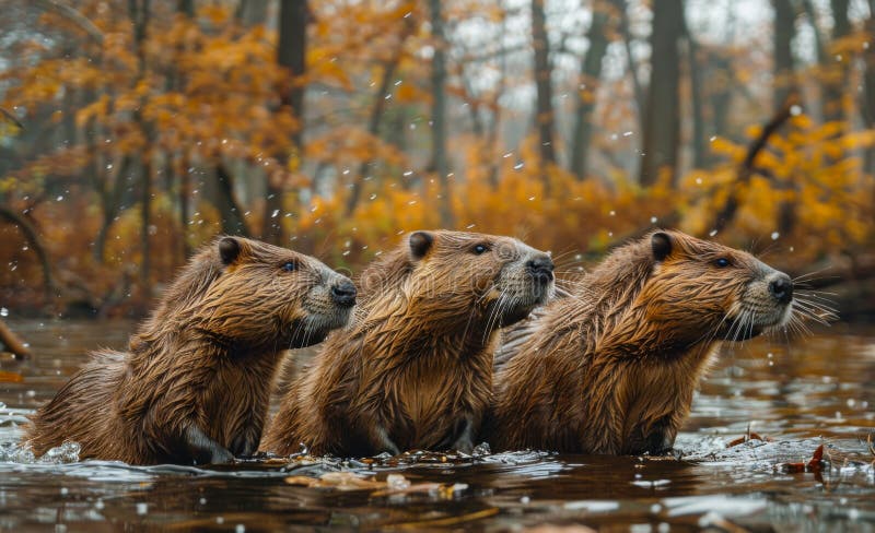 Beavers are Swimming in the Water. Beavers in the Wild Stock Image ...